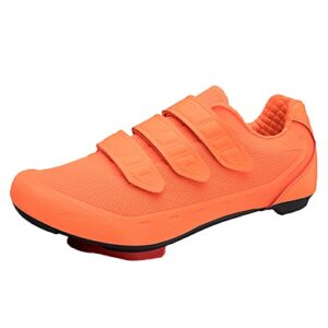 sdeqa bike cycling shoes for men & women indoor outdoor compatible with shimano spd & look delta breathable non-slip,orange,10