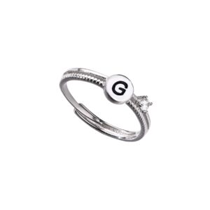 aifokivo letter g rings for grandma, adjustable initial a-z ring in 925 sterling silver, stackable open alphabet charms rings gifts for grandpa/granddauther/godmother