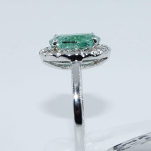 Diamond Cocktail Rings For Woman/Natural Emerald Gemstone ring for Girls 925 Solid Silver Wedding Band / 7x9 mm (11)