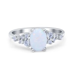 omranii lab created white opal size-7 oval art deco bridal wedding engagement ring round cz 925 sterling silver