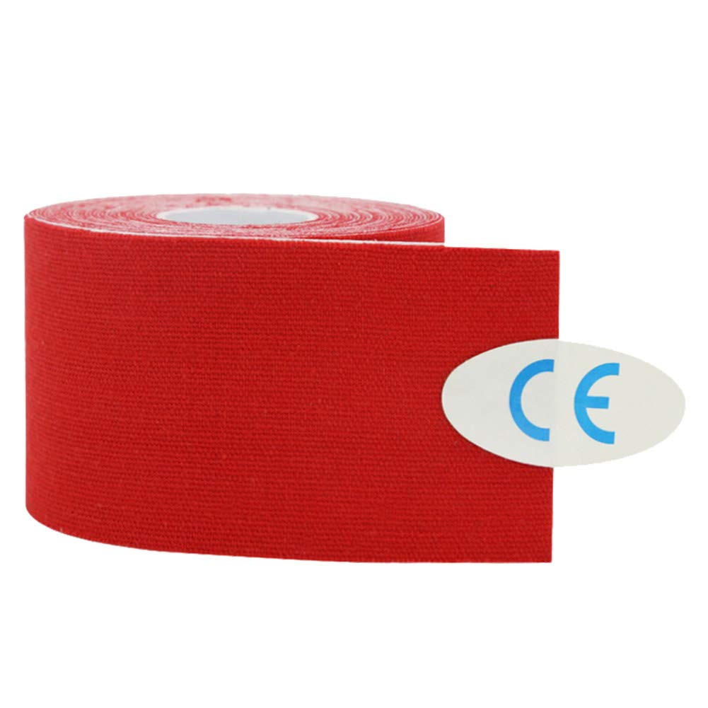 Flbirret 5cm x 5m Cotton Muscle Taping Strapping Bandage Elastic Adhesive Sport Tape Strain Injury (Red)