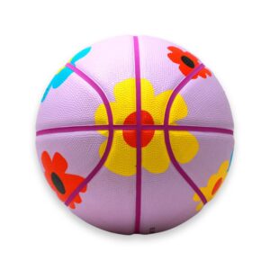 Chance Premium Rubber Outdoor/Indoor Basketball (6 Women's Official - 28.5", Bloom - Light Purple) Standly The Ball Stand