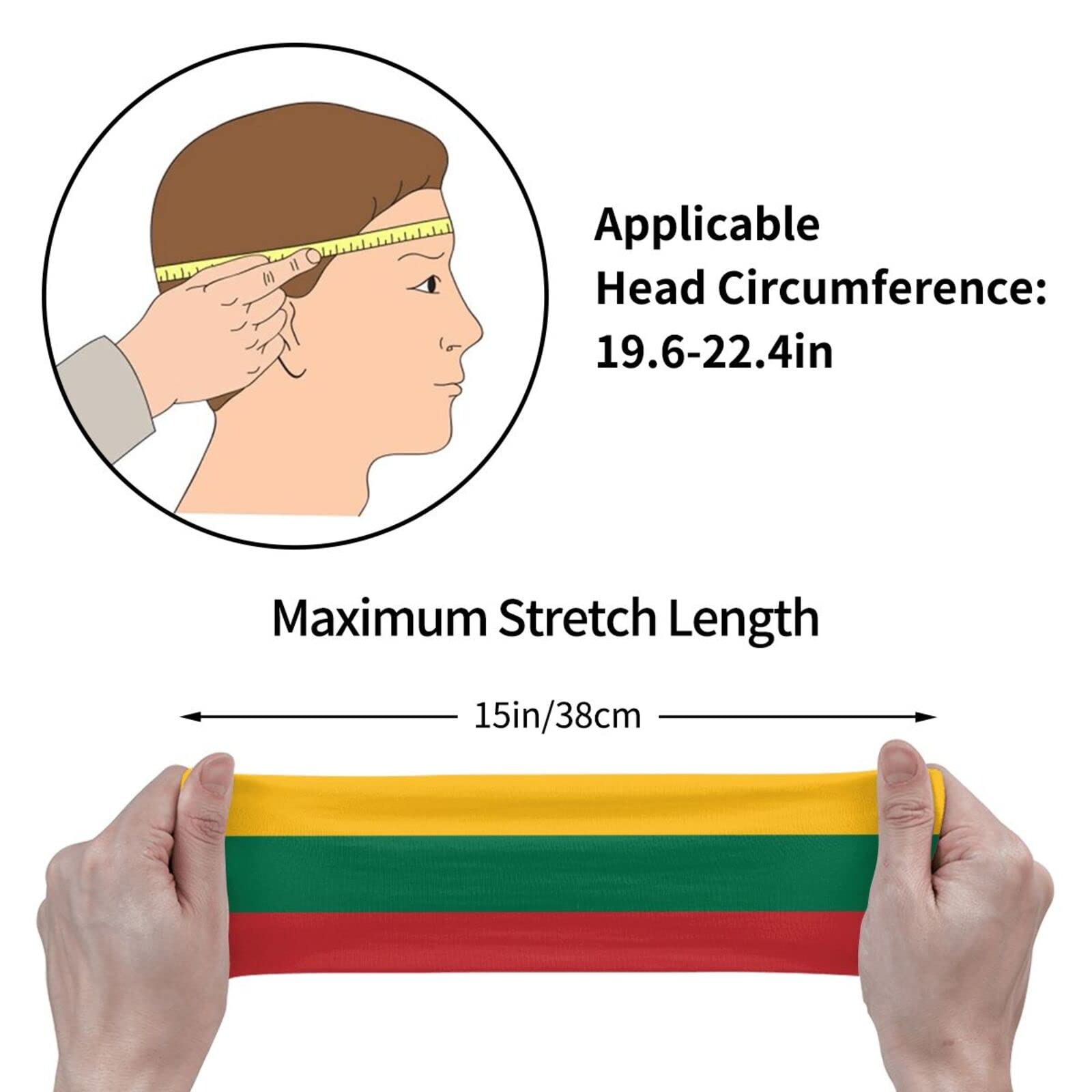 Lithuanian Flag Sports Headbands Unisex Yoga Non-Slip Quick-Drying Workout Hairband