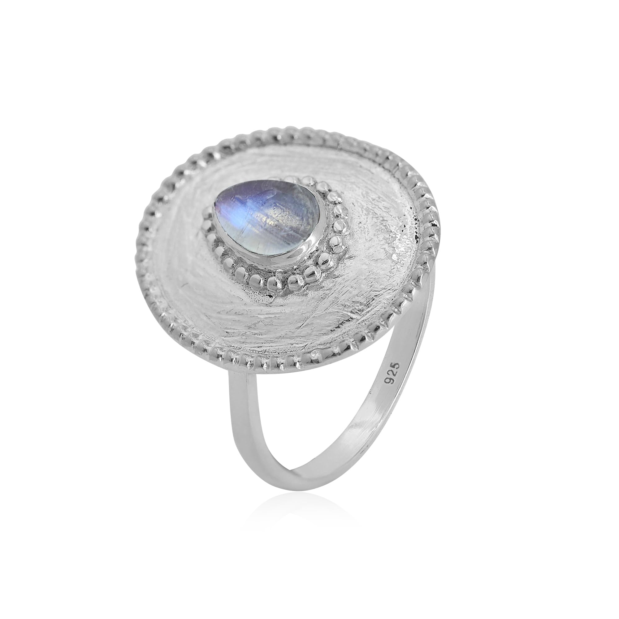 Silver Eternity Natural Moonstone Chunky Ring 925 Sterling Silver Gemstone Jewelry (10)