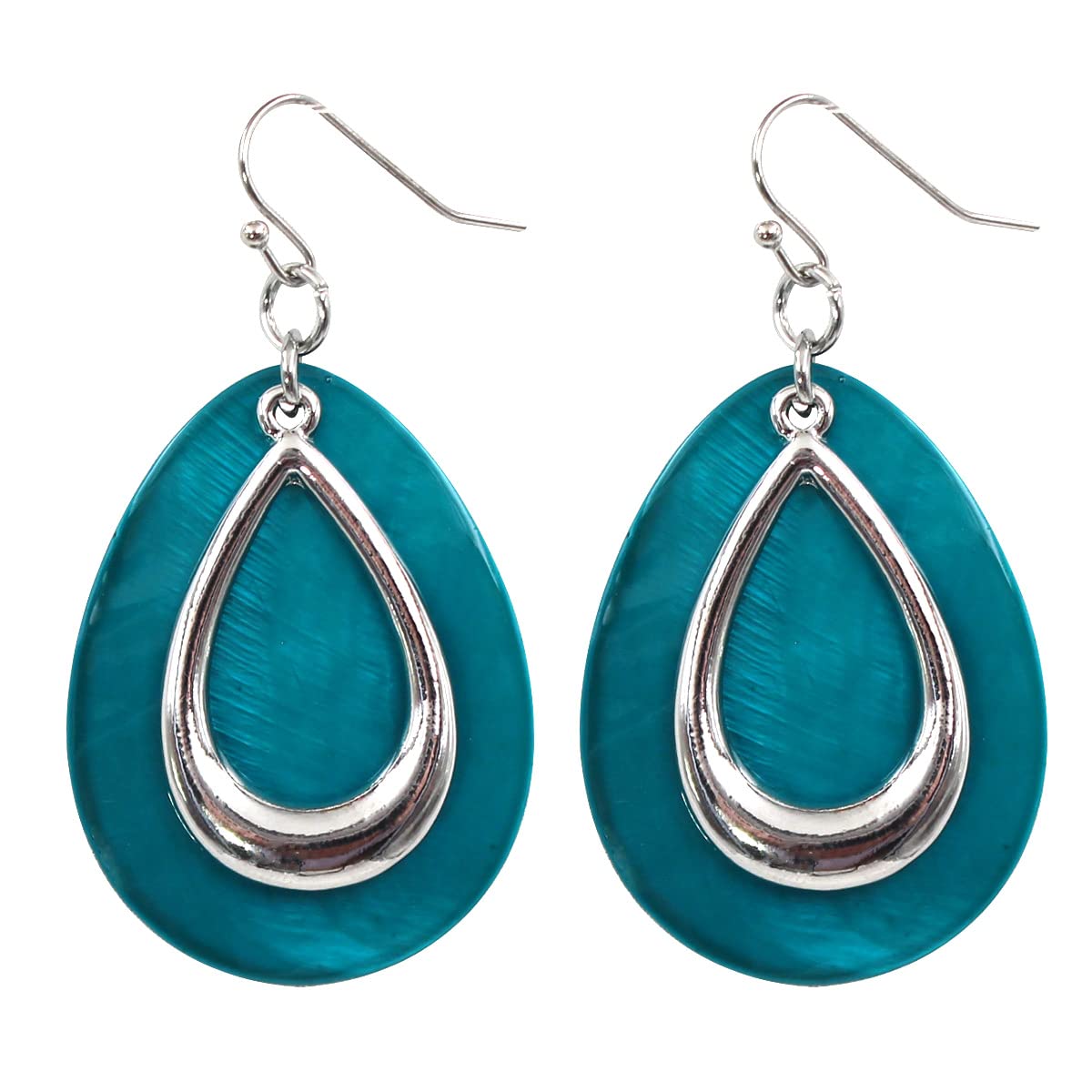 Jules D. Natural Shell Tear Drop Earrings Trendy Fashion Dangling Earring for Women (Teal)