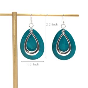 Jules D. Natural Shell Tear Drop Earrings Trendy Fashion Dangling Earring for Women (Teal)