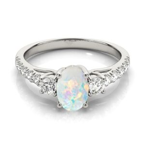 YDD Opal Rings for women 1 Carat(1 CT) Oval Cut Opal Engagement Rings for Women Sterling Silver 10K 14K 18K Gold Opal Birthstone Anniversary Ring Free Engraved