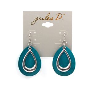 Jules D. Natural Shell Tear Drop Earrings Trendy Fashion Dangling Earring for Women (Teal)