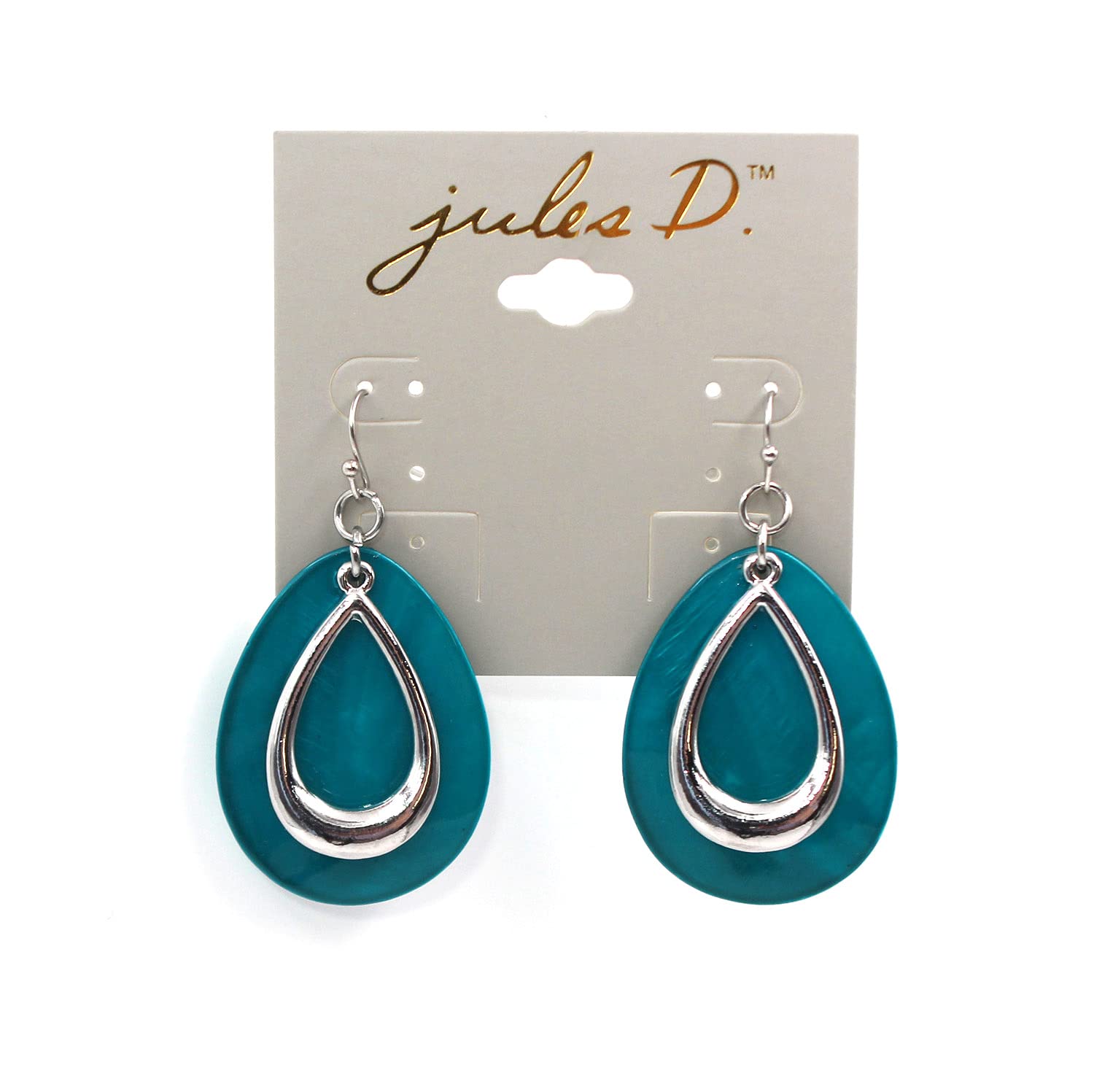 Jules D. Natural Shell Tear Drop Earrings Trendy Fashion Dangling Earring for Women (Teal)