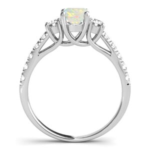 YDD Opal Rings for women 1 Carat(1 CT) Oval Cut Opal Engagement Rings for Women Sterling Silver 10K 14K 18K Gold Opal Birthstone Anniversary Ring Free Engraved