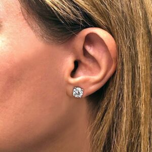 IGI Certified 2 Carat D-E Color Lab Grown Diamond Stud Earrings for Women I 14k White Gold Earrings I Secure Screw Back Earrings Made in USA by Beverly Hills Jewelers