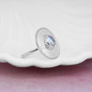 Silver Eternity Natural Moonstone Chunky Ring 925 Sterling Silver Gemstone Jewelry (10)