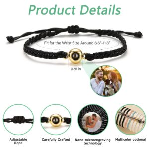 Custom Bracelets with Picture Inside,Personalized Projection Bracelets with Photos,Handmade Braided Rope Bracelet,Customzed Valentine's Day Gifts for Women Men (A-BZ Chain)