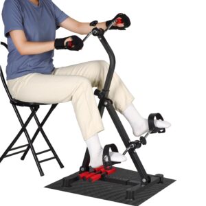 reaqer pedal exerciser bike hand arm leg and knee stroke recovery equipment for seniors, elderly physical therapy sit exercise