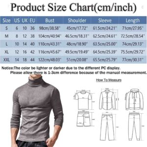 Men's Fashion Mock Turtleneck T-Shirts Long Sleeve Pullover Sweater Basic Designed Undershirt Slim Fit Top(Khaki,Medium)