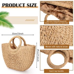 Mixweer 4 Pcs Straw Bag for Women Summer Travel Rattan Woven Raffia Beach Handbags Handle Big Capacity Tote Clutch Bags 2024(14.96 x 3.15 x 11.42 Inch, Classic)