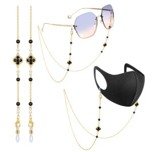 buleens glasses chain for women, stylish eyeglass chain cute reading glass sunglasses chains holders strap string, black