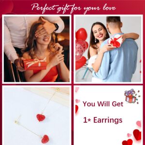 Red Heart Earrings for Women Rhinestone Heart Dangle Earrings Long Chain Heart Earrings for Her Valentines Day Accessories Christmas Gifts 2024