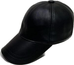 leather hat adjustable men's genuine leather plain baseball cap for outdoor sports hat classic referee cap black