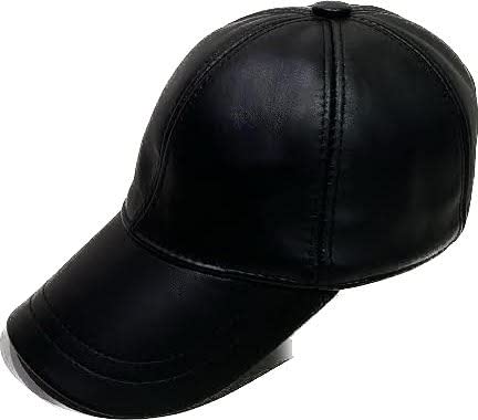 Leather Hat Adjustable Men's Genuine Leather Plain Baseball Cap for Outdoor Sports Hat Classic Referee Cap Black