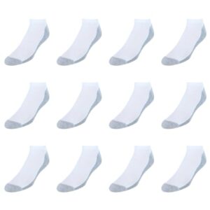 Hanes Men's, X-Temp Cushioned No Show Socks, 12-Pack, White, 12-14