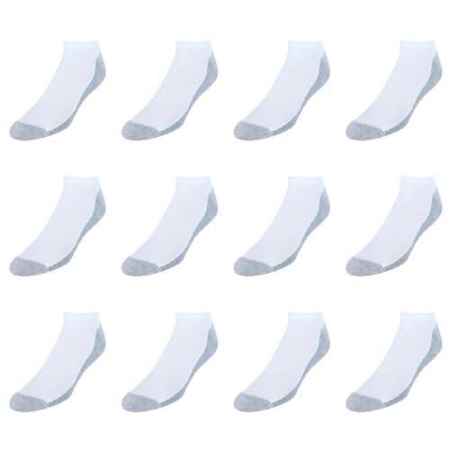 Hanes Men's, X-Temp Cushioned No Show Socks, 12-Pack, White, 12-14