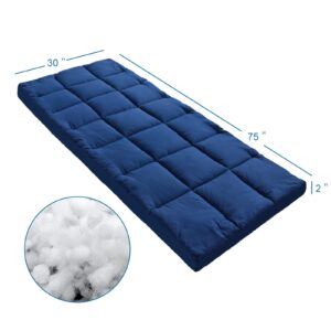 Cot Mattress Topper (Improved Thickness), Quilted Cot Pads for Camping, Soft Comfortable Sleeping Cot Mattress Pad Only, Camping Mattress Pad 75"x30" for Camp Cot/Rv Bunk/Narrow Twin Beds, Navy