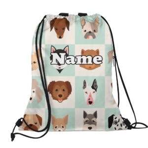 Herdesigns Animal Dog Puppy Custom Drawstring Backpack Dog Pattern Personalized Dance Bags Lightweight Backpacks for Men Women Adults Birthday Gifts Mini Gym Sports Beach Swim Travel Drawstring Bag