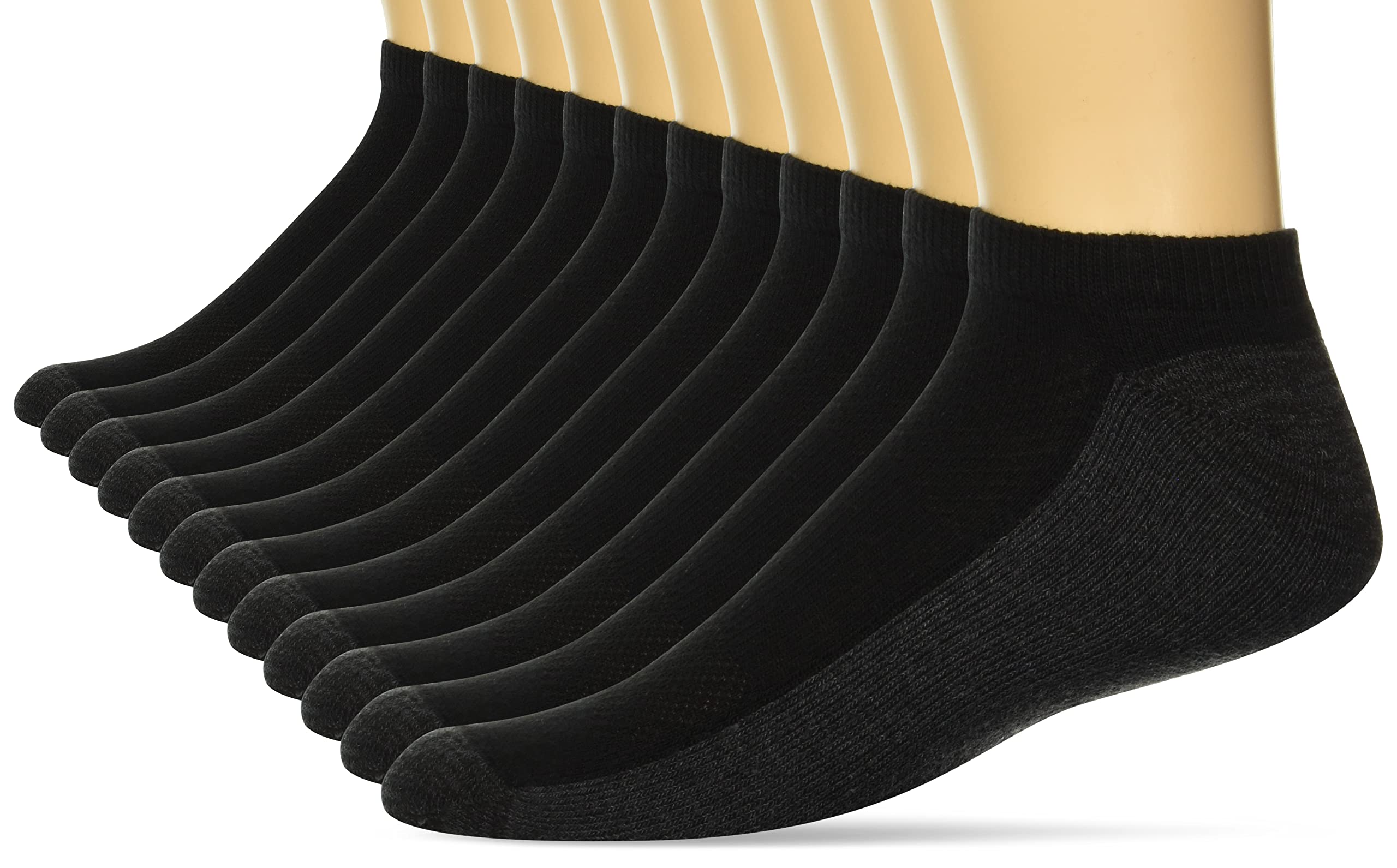 Hanes Men's, X-Temp Cushioned No Show Socks, 12-Pack, Black, 12-14