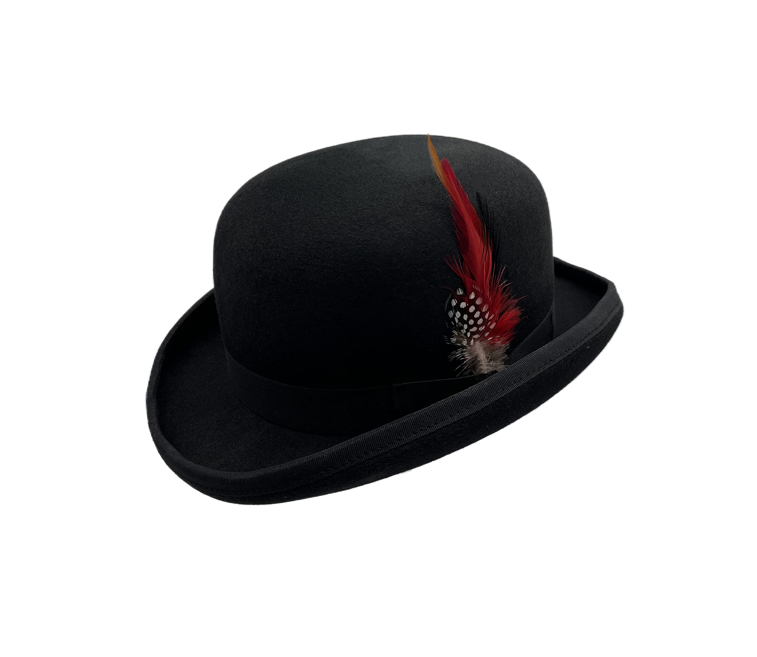 Black Bowler Hat for Men 100% Wool Derby Hat Mens Dress Hat Fedora Hats for Men Top Hat for Costumes