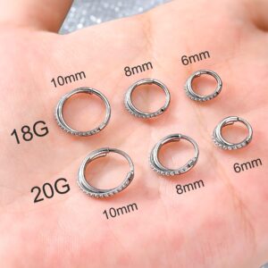 Melighting G23 Titanium Nose Rings Hoop 16G Conch Piercing Jewelry Clear CZ Double Titanium Helix Earrings Septum Rings Tragus Daith Piercing Jewelry for Women