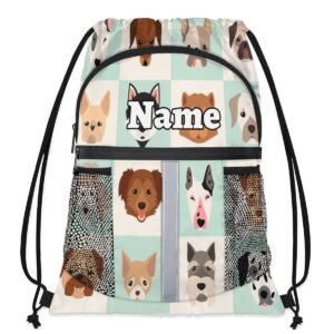 herdesigns animal dog puppy custom drawstring backpack dog pattern personalized dance bags lightweight backpacks for men women adults birthday gifts mini gym sports beach swim travel drawstring bag