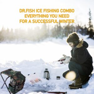 Dr.Fish Ice Fishing Rod and Reel Combo with 2 Ice Spinning Reels Ice Fishing Gears Equipment Ice Fishing Pole Ice Jig Lures