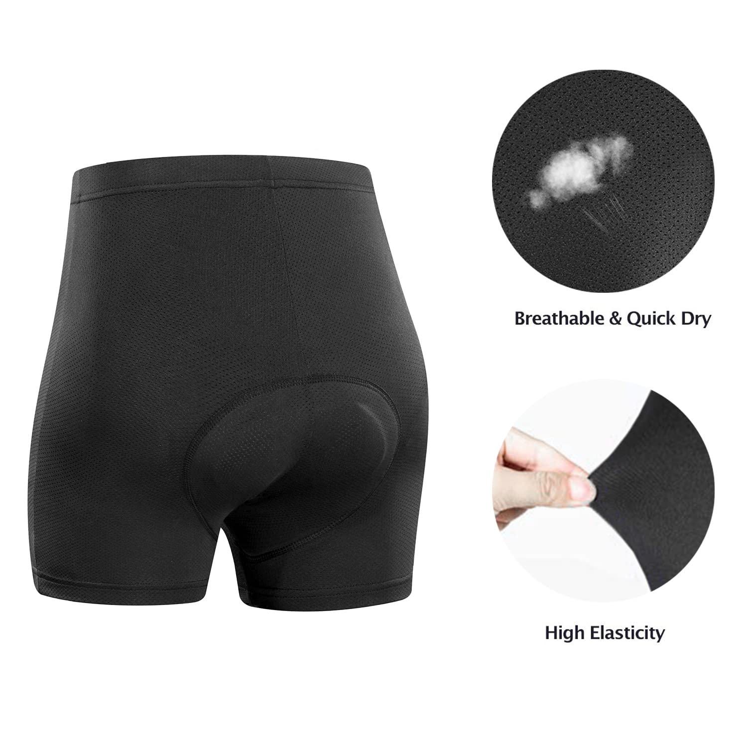 Przewalski Mens Cycling Underwear Shorts 4D Padded Bike Bicycle Undershorts MTB Liner Biking Underpants Black