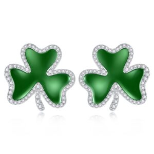 pytali sterling silver green shamrock earrings for women clover earrings st.patrick's day gift for girlfriend wife good luck earrings irish earrings