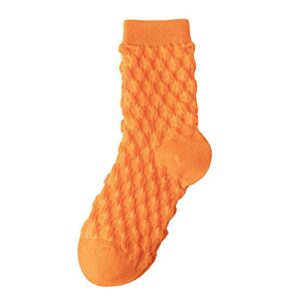 women's crew socks vintage lightweight athletic socks crew ankle socks casual comfy breathable warm (orange, one size)