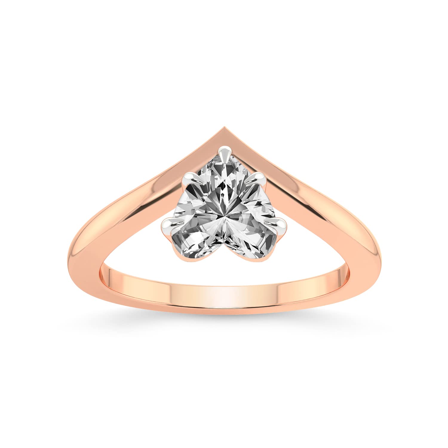 1 Carat | IGI Certified Heart shape Lab Grown Diamond Engagement Ring For Women | 14K Or 18K in White, Yellow Or Rose Gold | Janes Chevron Diamond Ring |FG-VS1-VS2 Quality Friendly Diamonds Engagement Ring