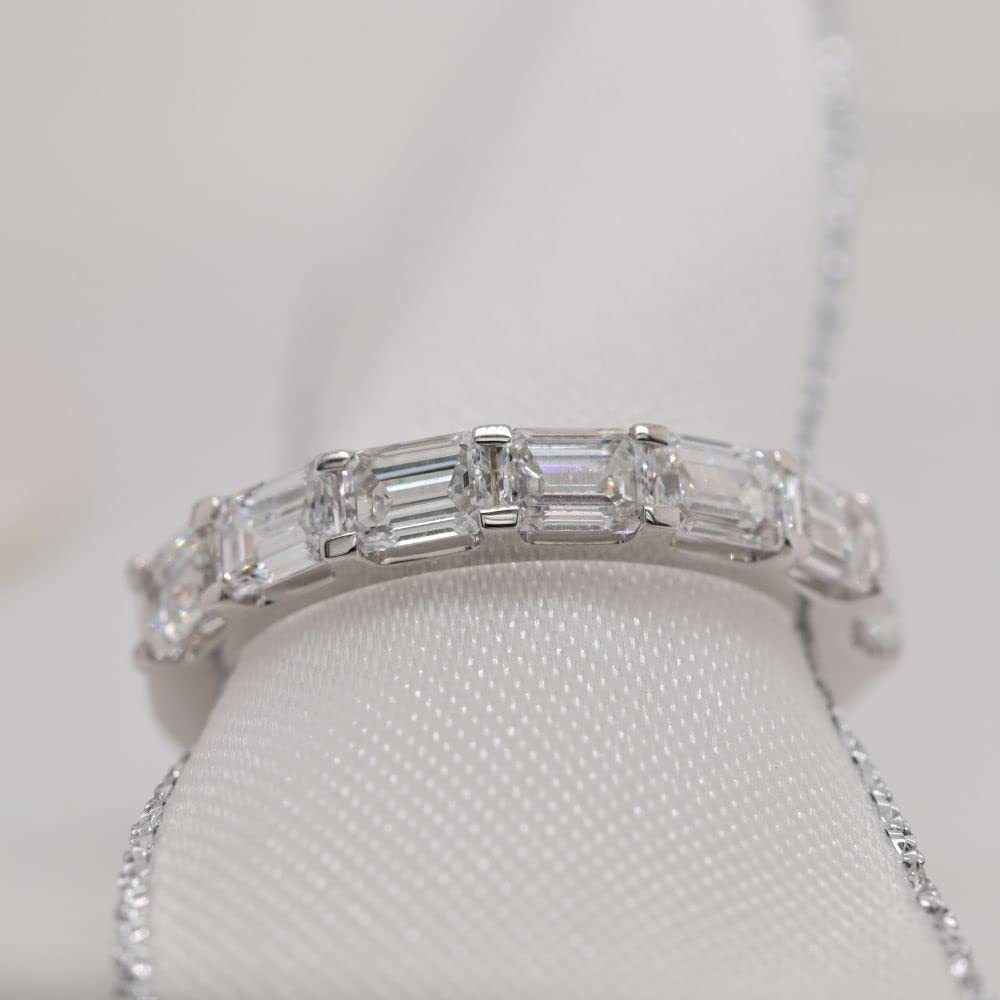 Fascinating Diamonds 2 Carat LAB GROWN Emerald Cut Diamond 14K White Gold Seven Stone LAB CREATED Anniversary Band for Women Premium Collection (2 ctw, F Color, VS1 Clarity) Size 4.5