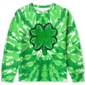 IIMMER Little Boys Girls Fahion St Patty Day Tie Dye Irish Shamrock Long Sleeve Shirt 7-8 Years