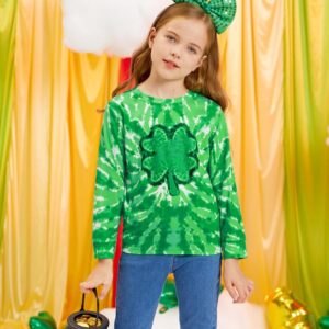 IIMMER Little Boys Girls Fahion St Patty Day Tie Dye Irish Shamrock Long Sleeve Shirt 7-8 Years