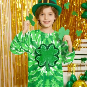 IIMMER Little Boys Girls Fahion St Patty Day Tie Dye Irish Shamrock Long Sleeve Shirt 7-8 Years