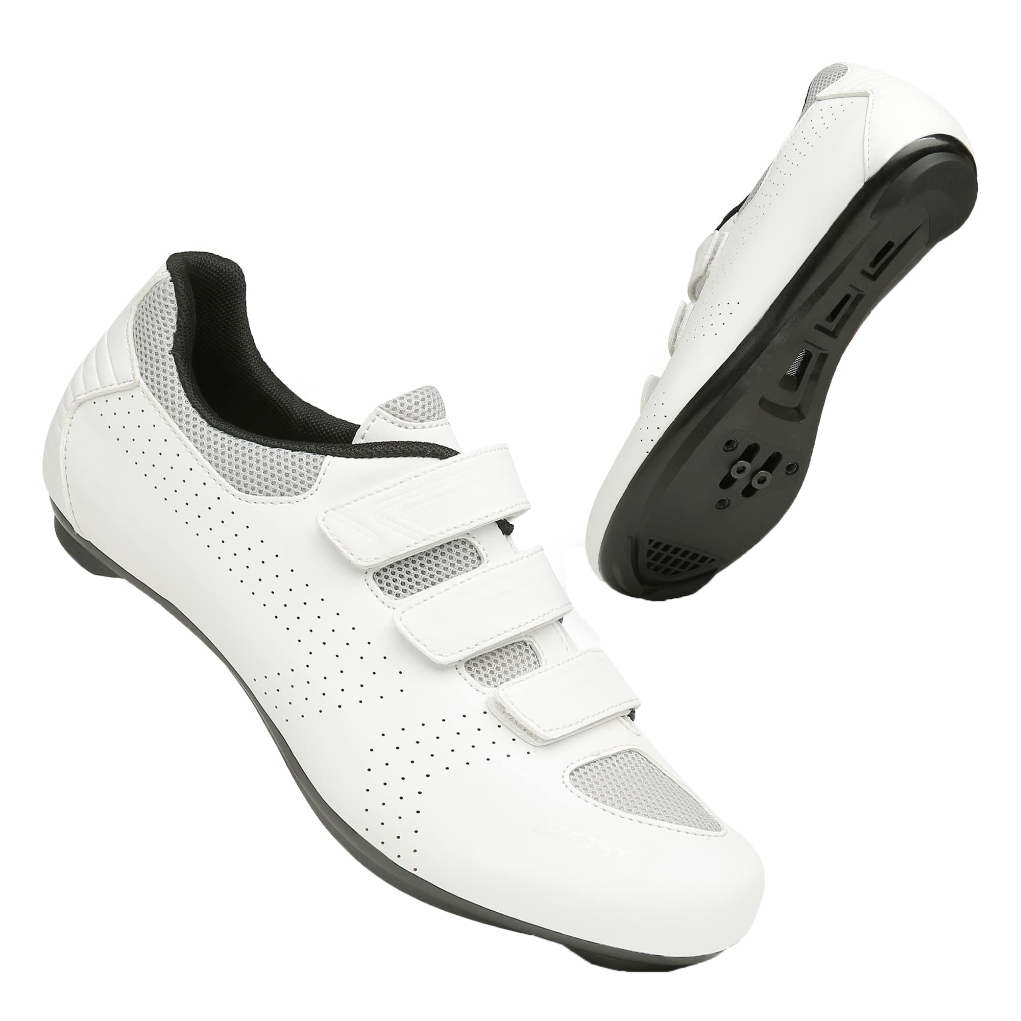 SDEQA Mens Womens Cycling Shoes Compatible with Peloton Shoes Compatible with Peloton SPD ARC Look Delta Cleats Indoor/Outdoor,White,8