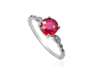 925 sterling silver natural 7 mm round ruby gemstone ring july birthstone ruby jewelry solitary proposal ring engagement gift (rg-8016) (sterling silver, 7.5 us)