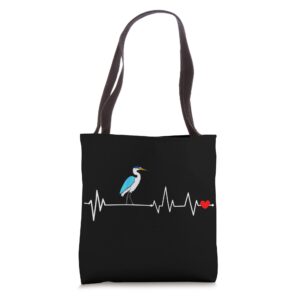 great blue heron heartbeat - bird owner gifts tote bag