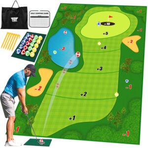 toy life chipping golf practice mats golf training mat indoor outdoor games for adults family kids outdoor play equipment stick chip backyard game (copyrighted)(no club included)