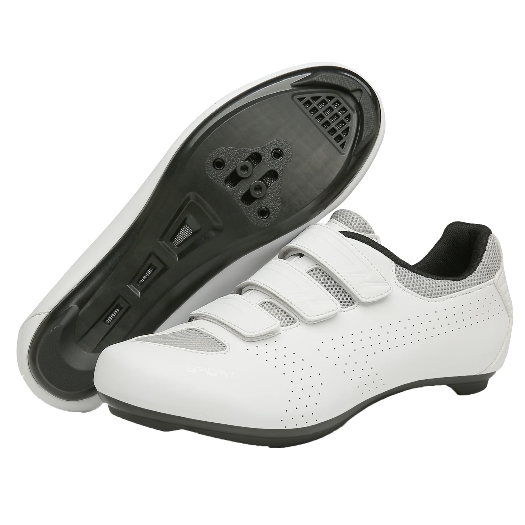 SDEQA Mens Womens Cycling Shoes Compatible with Peloton Shoes Compatible with Peloton SPD ARC Look Delta Cleats Indoor/Outdoor,White,8