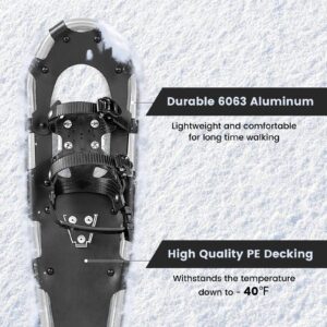 GYMAX Snow Shoes, 21/25/30 inch 3 in 1 Snowshoes Trekking Poles Bundle for Men & Women, Lightweight Aluminum All Terrain Snowshoes Set with Fully Adjustable Binding & Carry Bag (21", Silver)