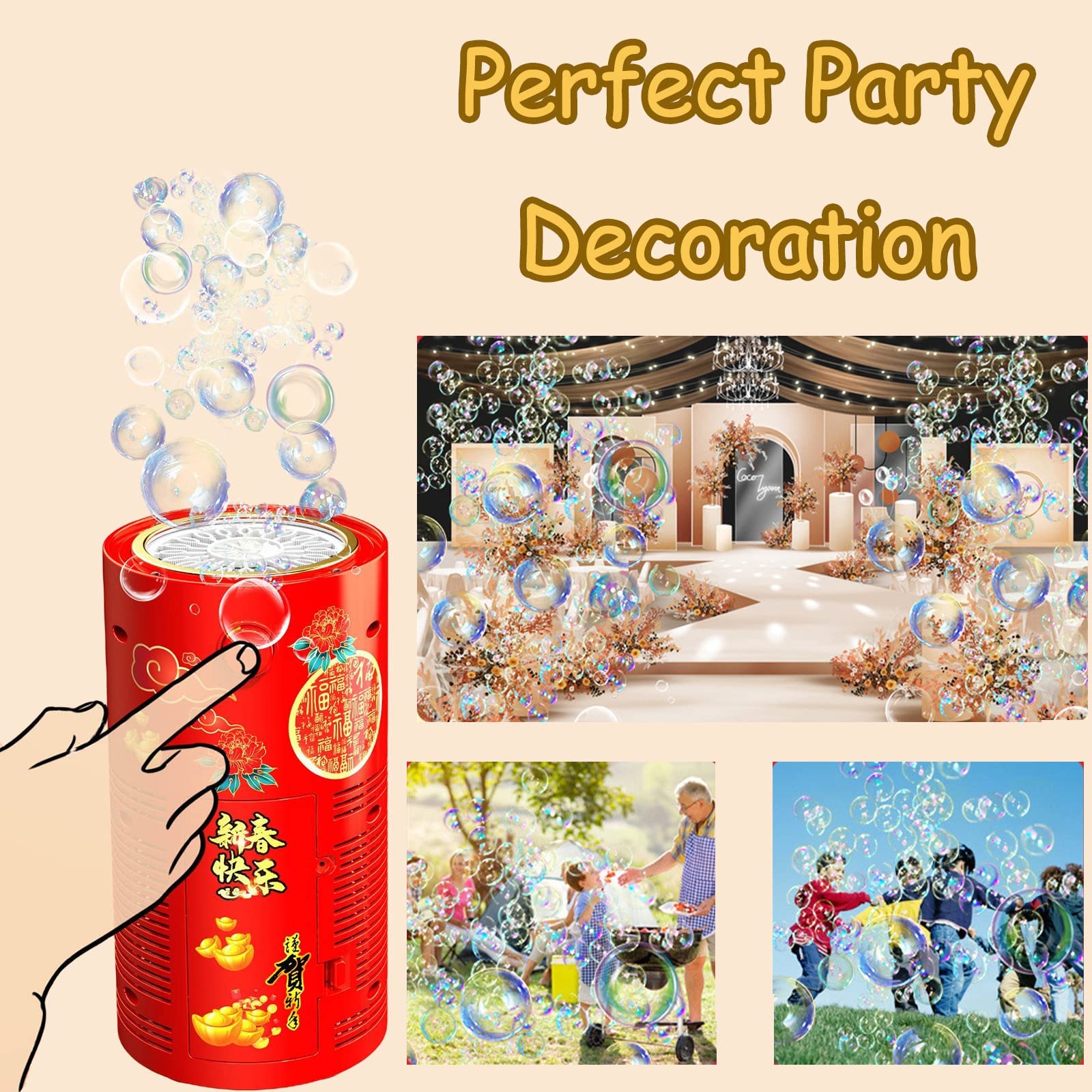 Firework Bubble Machine, Bubble Machine, Portable Fireworks Bubble Machine, New Year Fireworks Bubble Machine Lighting Bubbler, Sticker, for Parties Boy Girl Gift