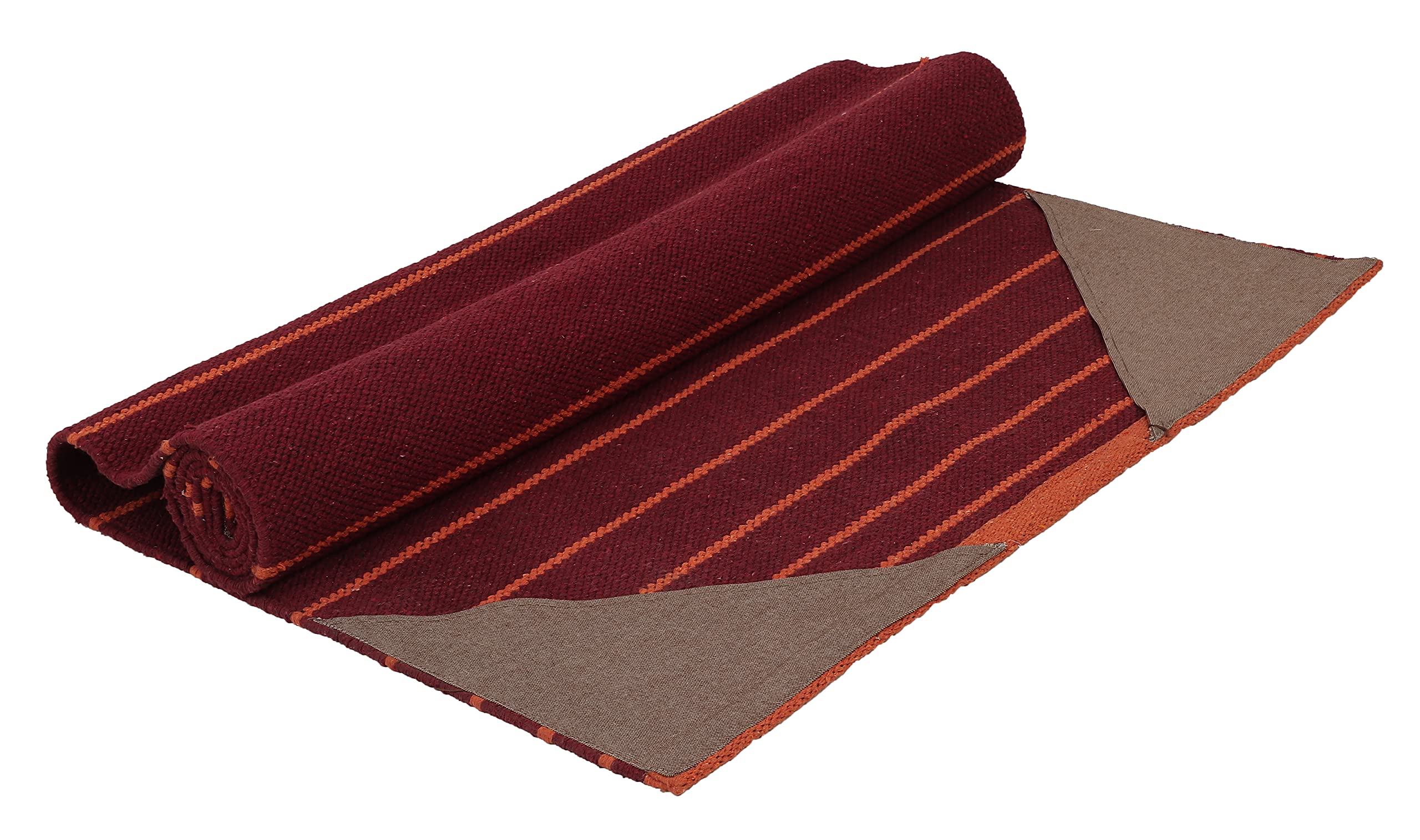 KD Yoga Rug Blanket Convert Plastic Yoga Mat to Eco Friendly 100% Cotton Reipping with Corner Pocket (Red-Orange)