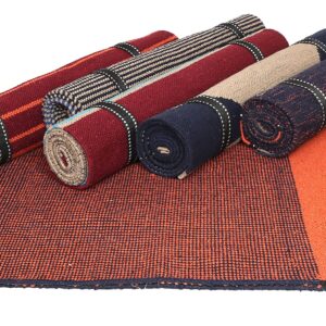 KD Yoga Rug Blanket Convert Plastic Yoga Mat to Eco Friendly 100% Cotton Reipping with Corner Pocket (Red-Orange)